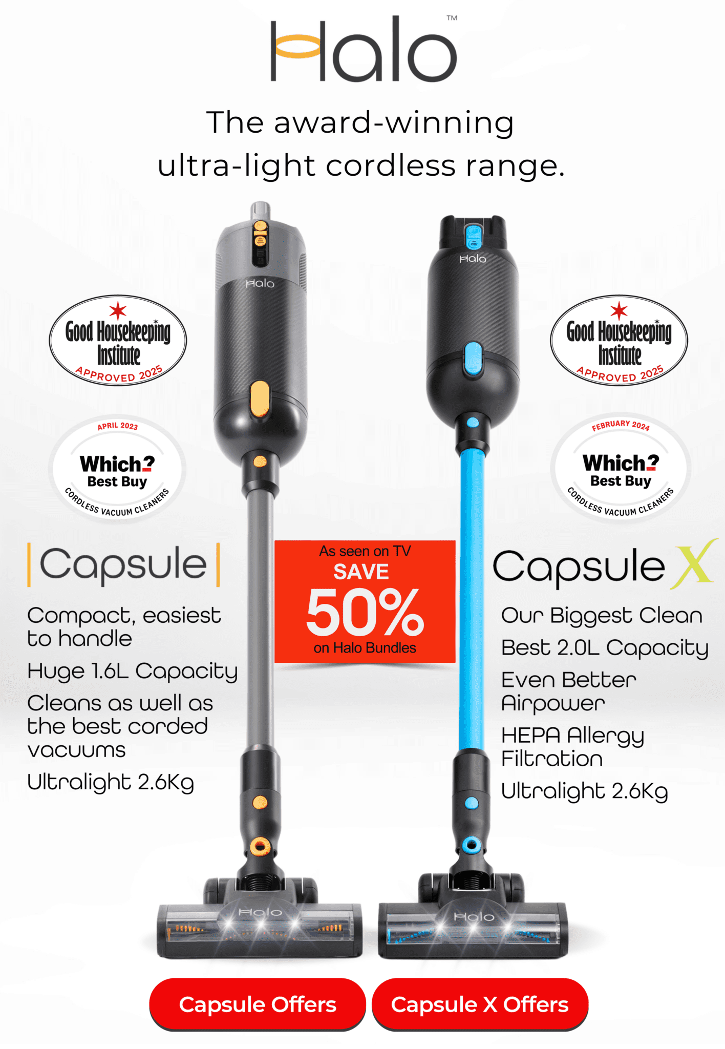 Halo Capsule - Cordless Vacuum Cleaner - Lightweight & Powerful